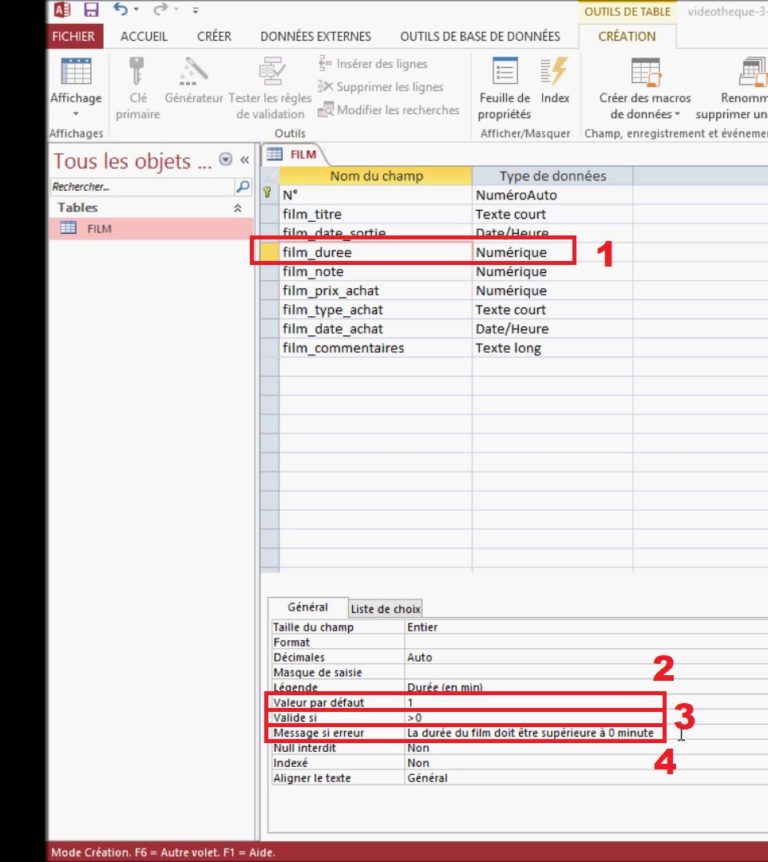 Modification avancée d'une table Access - Cours n°3