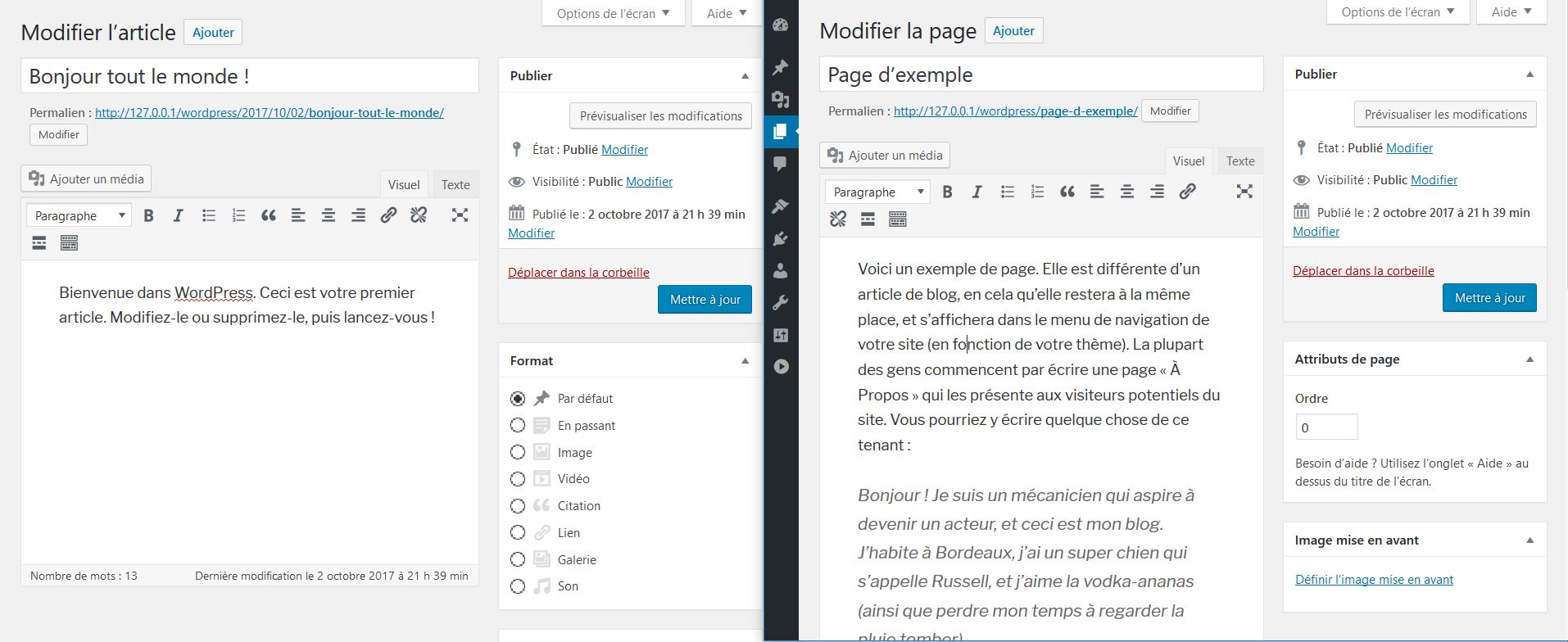 Différences entre pages et articles dans Worpdress