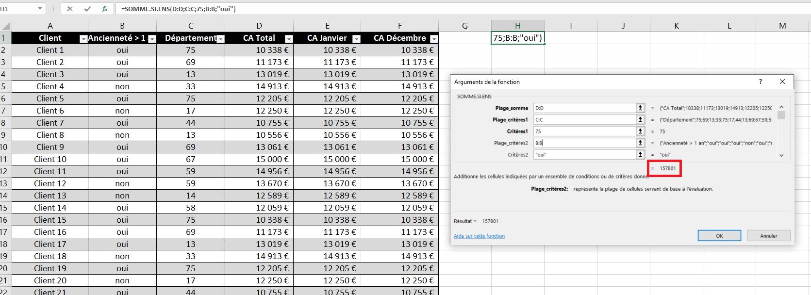 Fonction SOMME.SI.ENS - Calculer Somme avec Plusieurs critères Excel