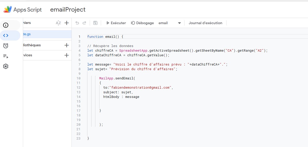 Envoyer un Email avec Google Sheets [VIDEO + SCRIPT]