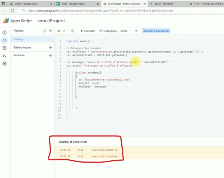 Envoyer un Email avec Google Sheets [VIDEO + SCRIPT]